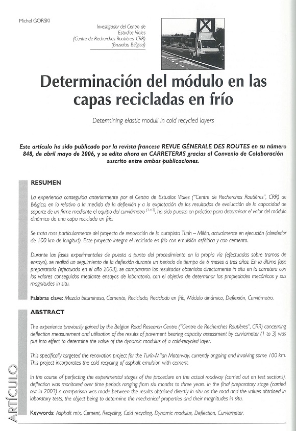 Determinación del Módulo en las Capas Recicladas en Frío - Hemeroteca ...