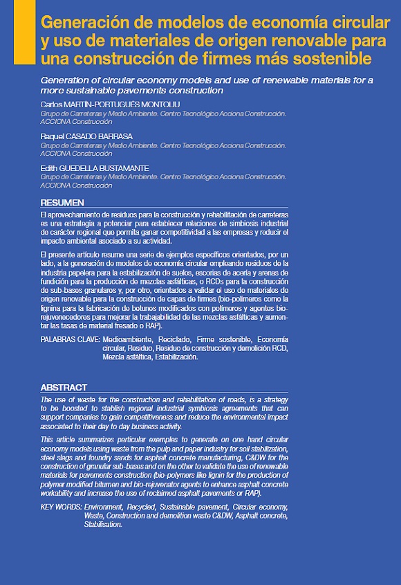 Generación de Modelos de Economía Circular y Uso de Materiales de Origen Renovable para una ...